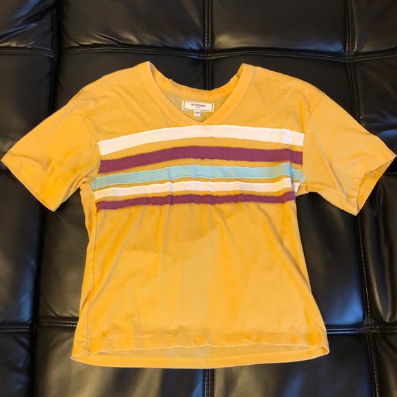 Tops | Yellow Tee With Stripes | Poshmark